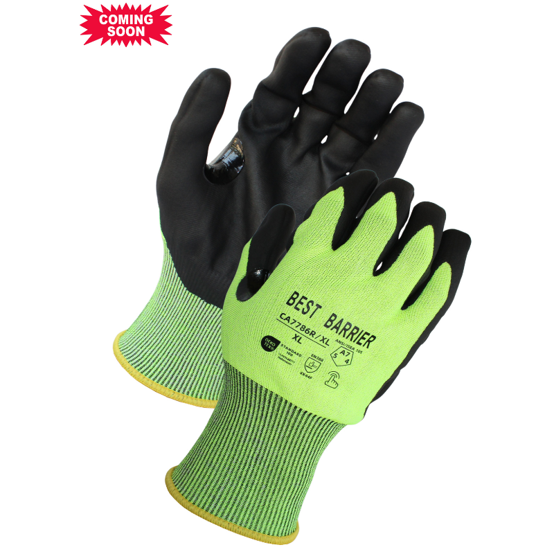ANSI Cut A7, 18 Gauge Black Micro-Foam Nitrile Coated Gloves CA7786R – Prime Solutions Safety